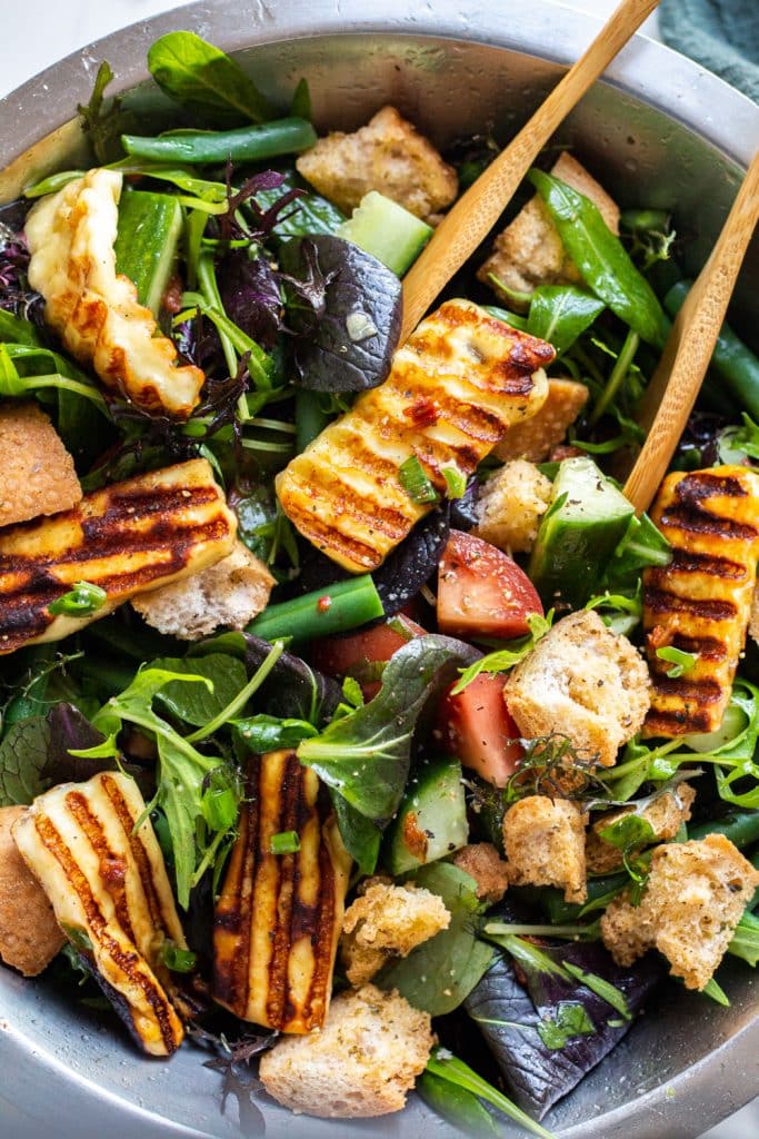 Grilled Halloumi Mediterranean Salad - A Little Bit Yummy