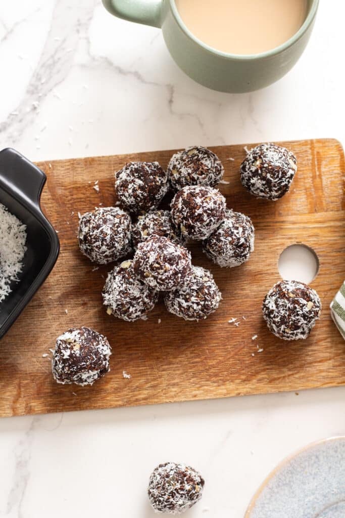 Low FODMAP Chocolate Coconut Bliss Balls - A Little Bit Yummy